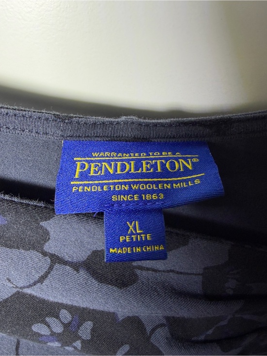 Pendleton | Dresses | Pendleton Charcoal And Blue Floral Petite Dress ...